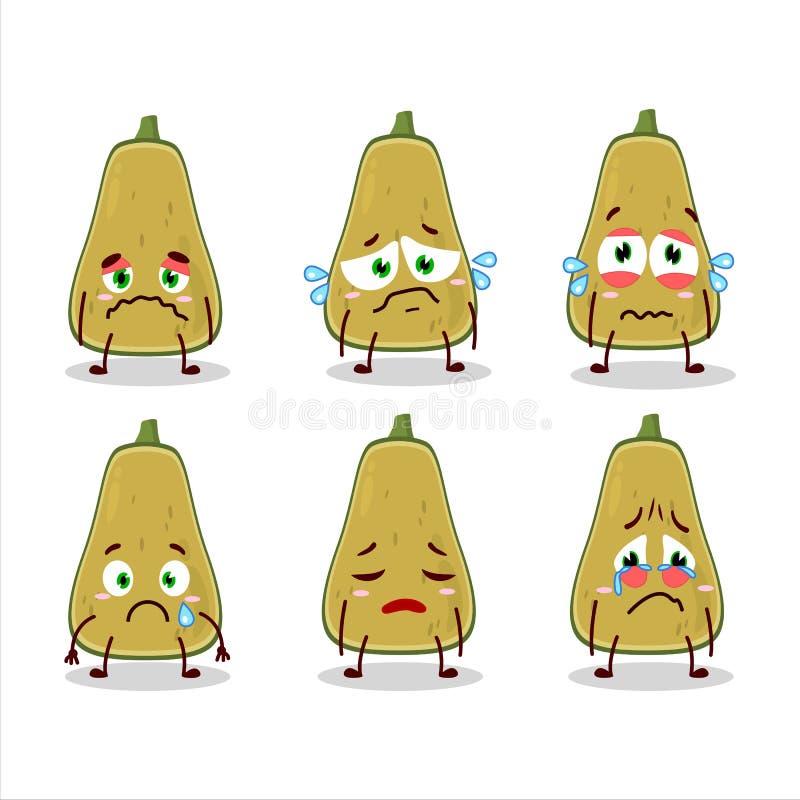Slice of Squash Cartoon Character with Sad Expression Stock Vector ...