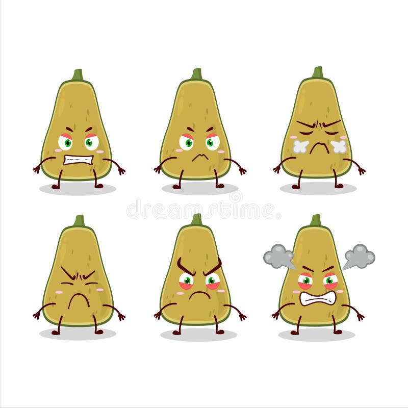 Slice of Squash Cartoon Character with Various Angry Expressions Stock ...