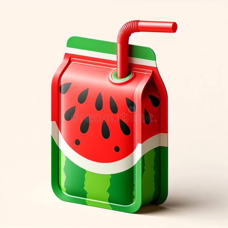 Slice of Summer: Watermelon Juice in Themed Packaging Stock Photo ...