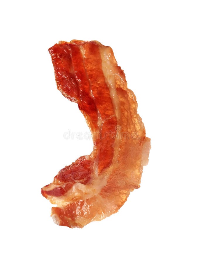 Slice of Tasty Fried Bacon Isolated on White Stock Image - Image of ...