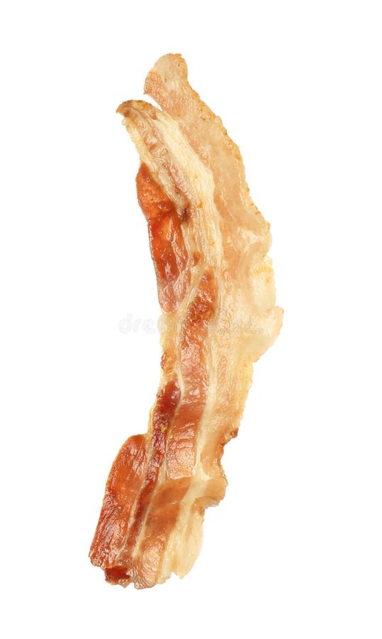 Slice of Tasty Fried Bacon Isolated on White Stock Photo - Image of ...