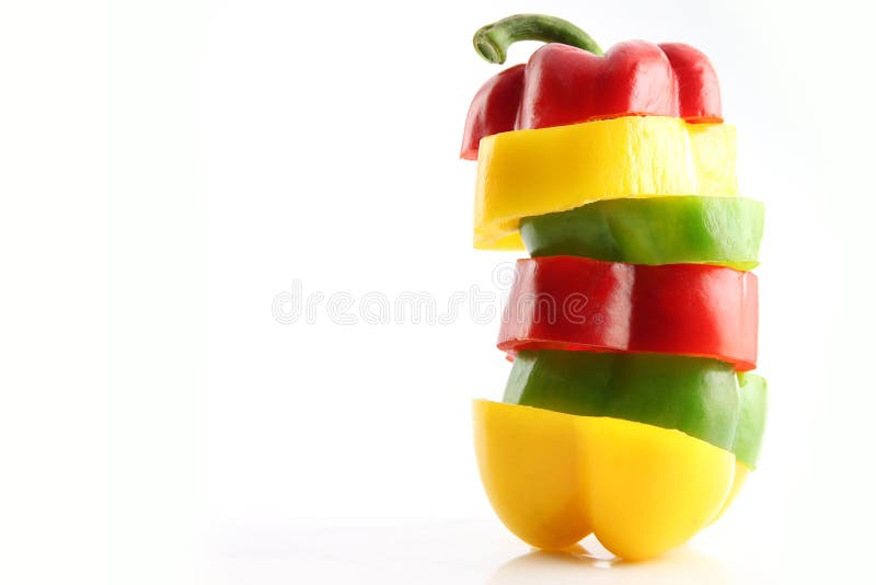 Slice the Three Color of Bell Pepper in Arranged Vertically. Stock ...