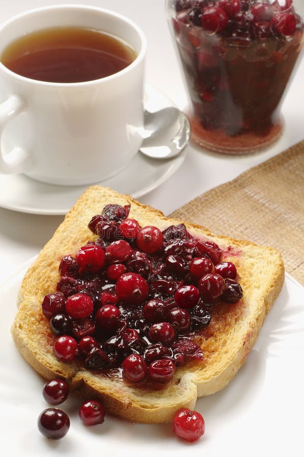 Slice Toast Bread with Cranberry Jam Stock Photo - Image of sugar ...