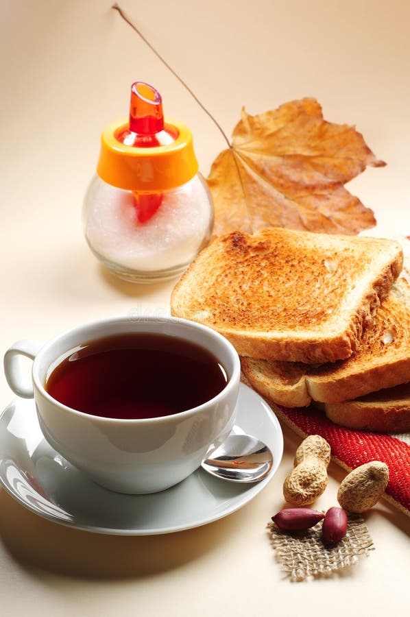 Slice Toast Bread with Jam and Tea Stock Image - Image of slice, drink ...