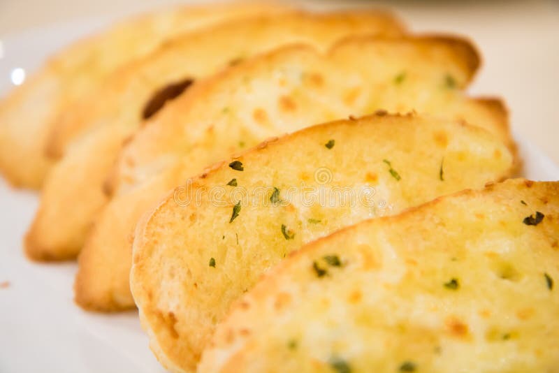 Slice Toast Cheese Garlic Bread in the Plate Stock Image - Image of ...