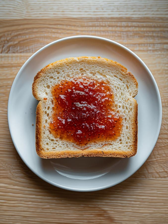 Slice of Toast with Jam on a White Plate Stock Image - Image of ...