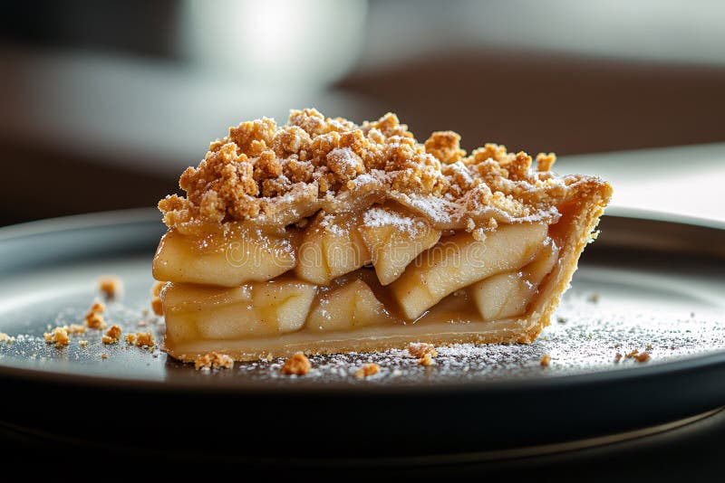 Slice of Traditional German Apple Pie with Topping Crumbles Called ...