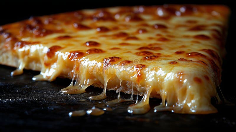 Slice of Triangle Cheese Pizza with Melted Cheese on Black Background ...