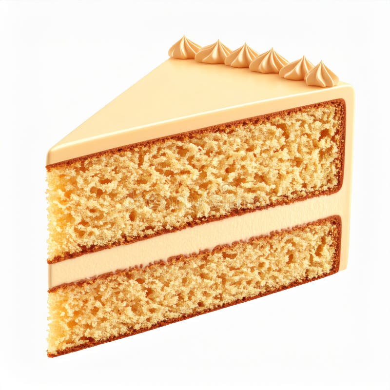 Slice of Two Layer Vanilla Cake with Creamy Frosting Stock Illustration ...