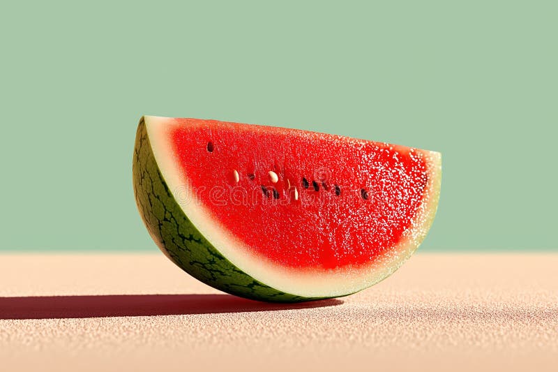 Slice of Watermelon Casting a Shadow on a Sandy Surface Stock ...