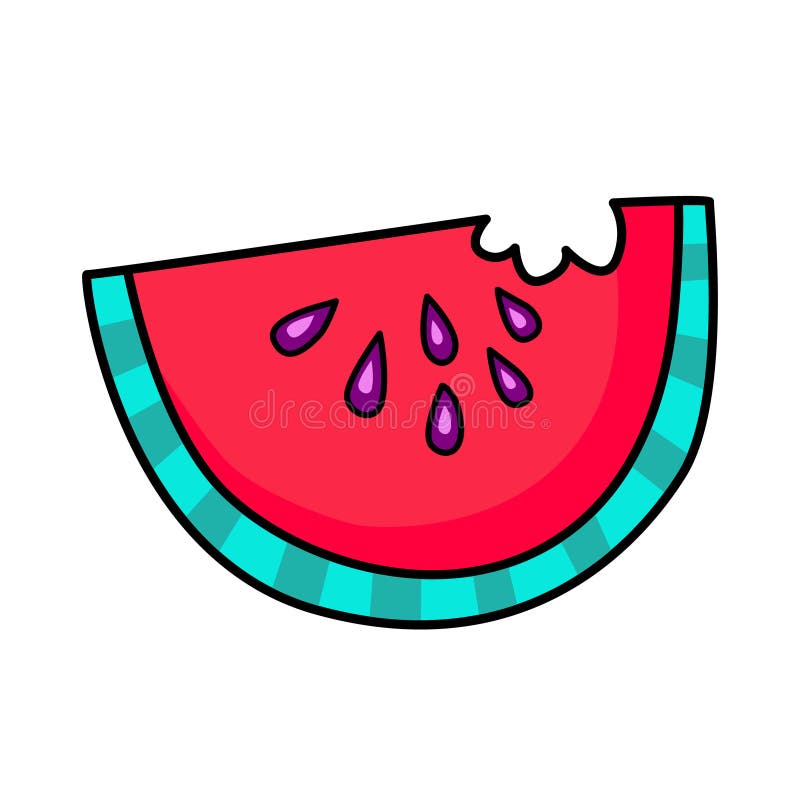 Slice of Watermelon Doodle Illustration Stock Vector - Illustration of ...