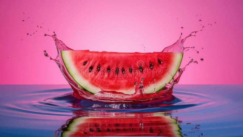 A Slice of Watermelon is Floating in a Pool of Water Stock Illustration ...