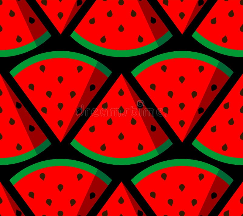 Slice of Watermelon Pattern Seamless. Red Melon Background Stock Vector ...