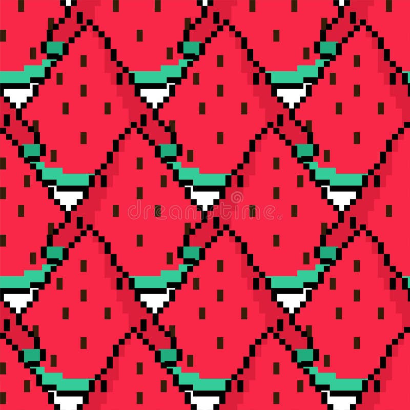 Watermelon Pixel Art 8 Bit Video Game Fruit Icon Stock Vector ...