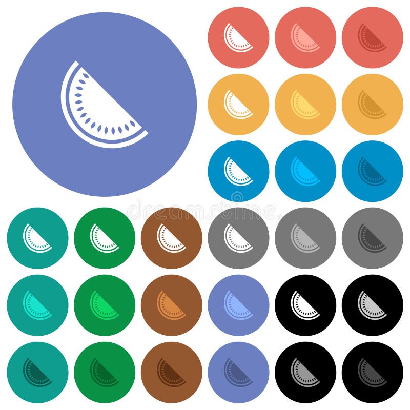 Slice of Watermelon Round Flat Multi Colored Icons Stock Vector - Illustration of juicy ...