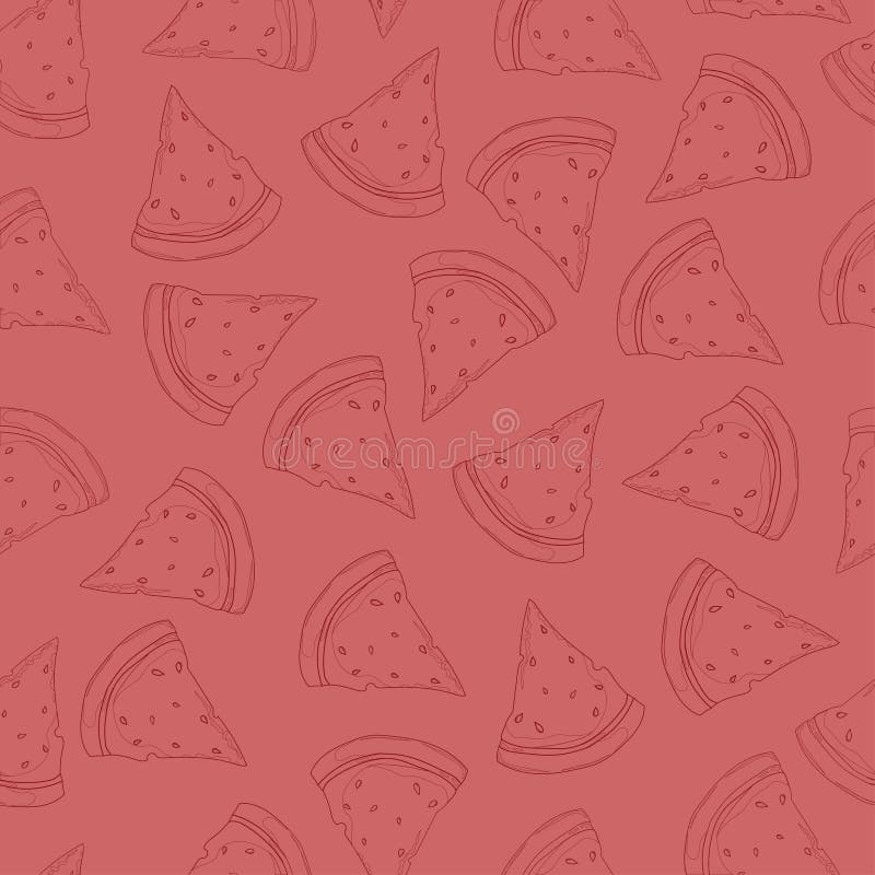 Slice of Watermelon Seamless Pattern in Red Colors Stock Vector ...