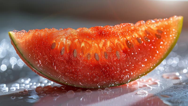 Slice of Watermelon on Shiny Surface Stock Image - Image of food ...