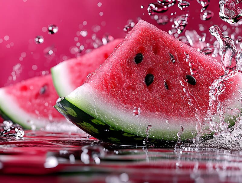 Watermelon is the Main Focus of the Image, with Its Slices Scattered ...