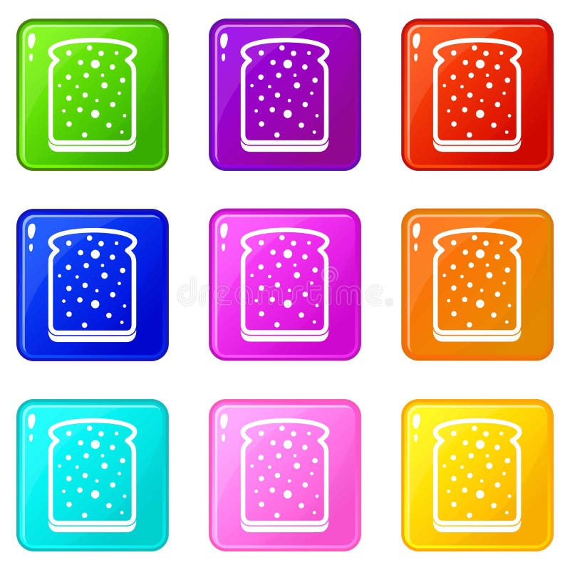 Slice of white bread set 9 stock vector. Illustration of collection ...