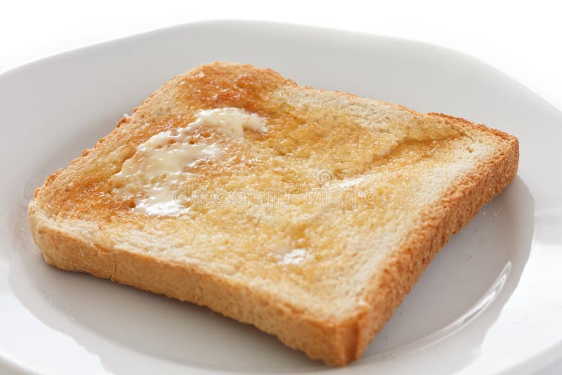 Slice of White Buttered Toast Stock Photo - Image of breakfast, white ...