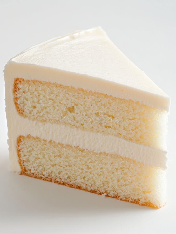 A Slice of White Cake with a Frosting on Top Stock Illustration ...