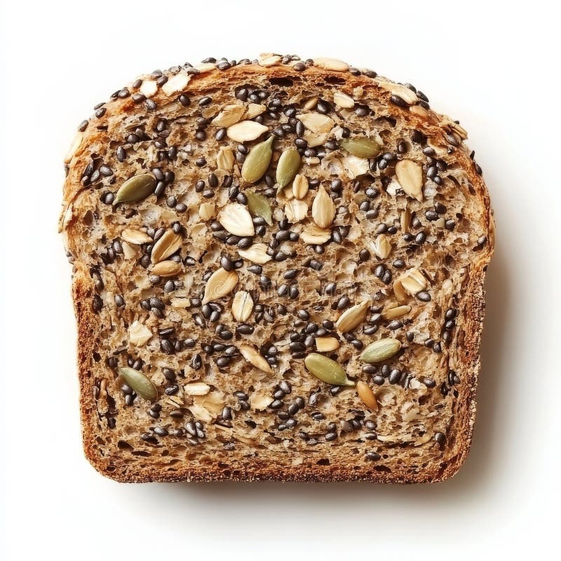 A Slice of Whole-grain Bread with Seeds, Isolated on a White Background ...