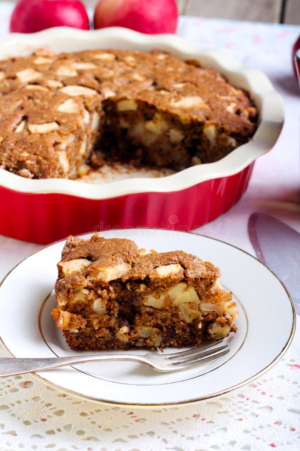 Slice of Whole Wheat Apple Cake Stock Image - Image of wholemeal ...