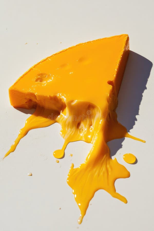 Slice of Yellow Cheese with a Yellow Liquid Dripping from it Stock ...