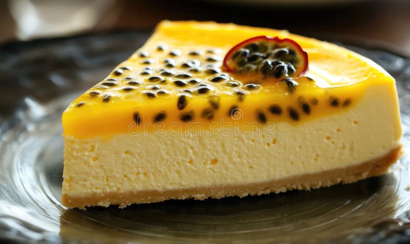 A Slice of Yellow Cheesecake with Blackberries on Top Stock Image ...