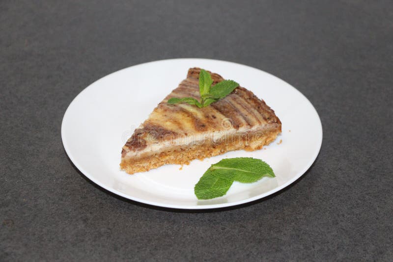Slice of Zebra Cheese Cake with Mint Leafs Stock Image - Image of ...