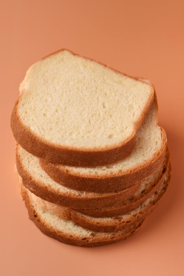 Slices of White Bread on a Pink Background. Food Backgraund Stock Image ...
