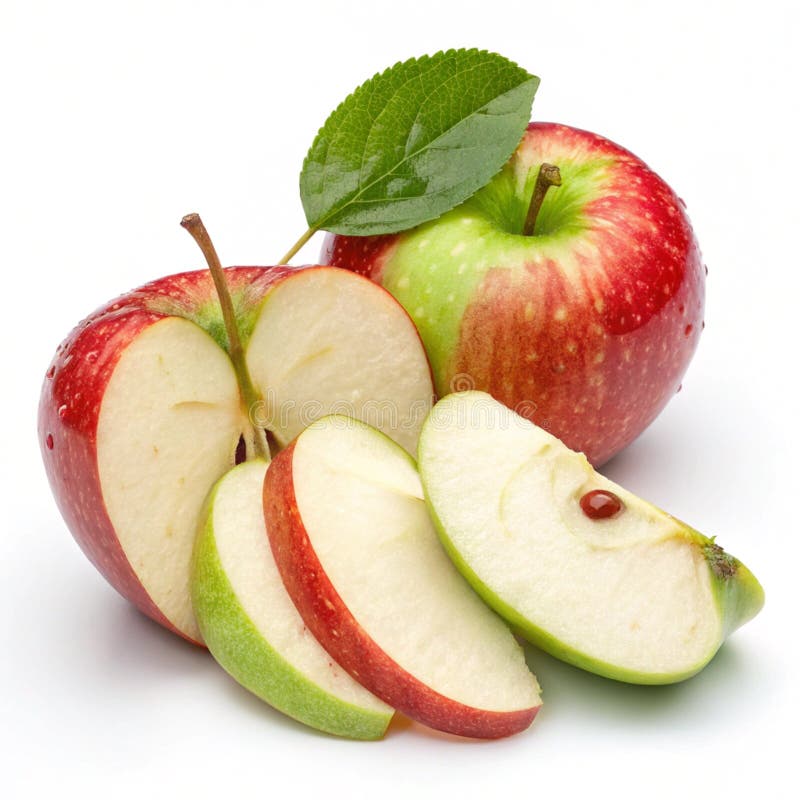 Sliced Apple Fruit Isolated on White Background Stock Illustration ...