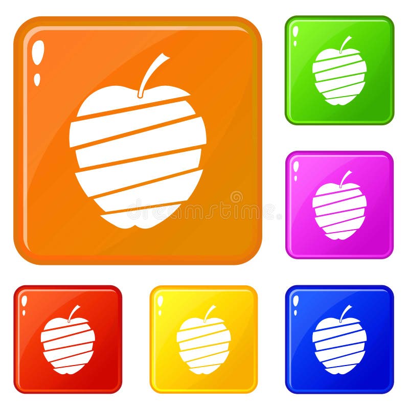 Sliced Apple Icons Set Vector Color Stock Vector - Illustration of ...