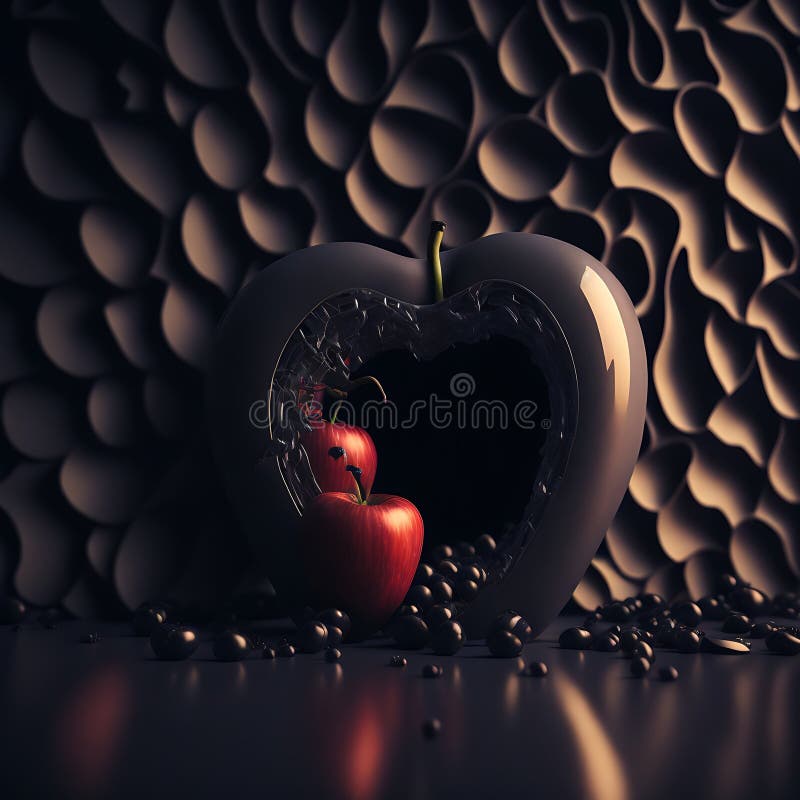 Sliced Apple with Peel on Blue Background. Top View. Minimal Photo. Ai ...