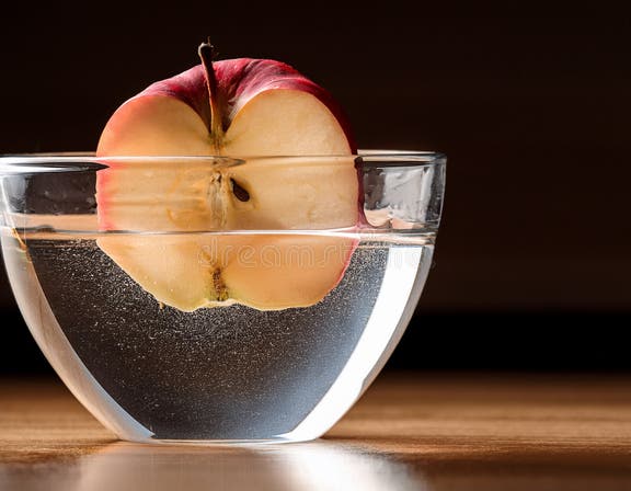 A Sliced Apple Placed Inside a Transparent Bowl of Water, Highlighting ...