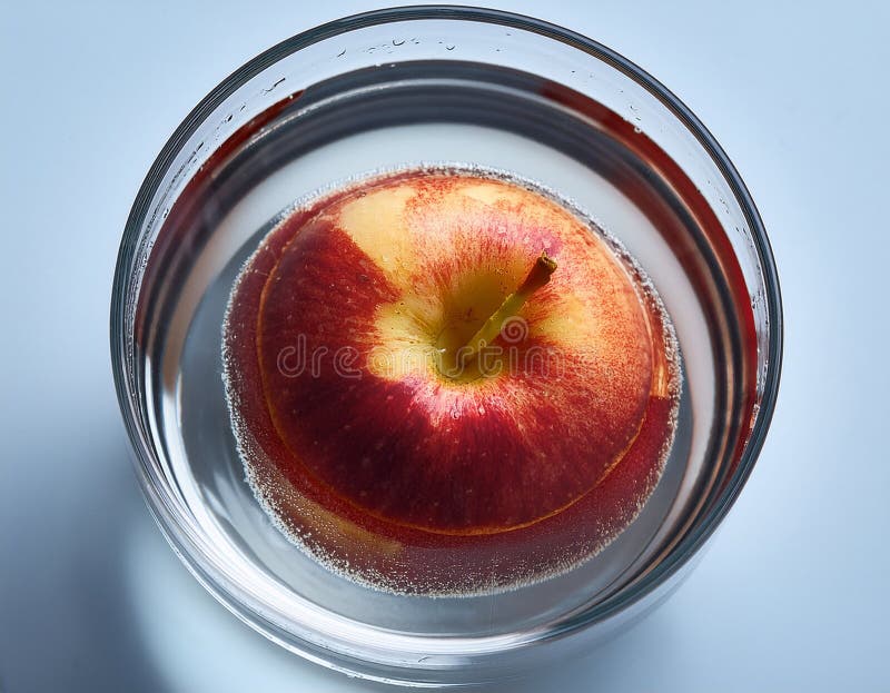 A Sliced Apple Placed Inside a Transparent Bowl of Water, Highlighting ...