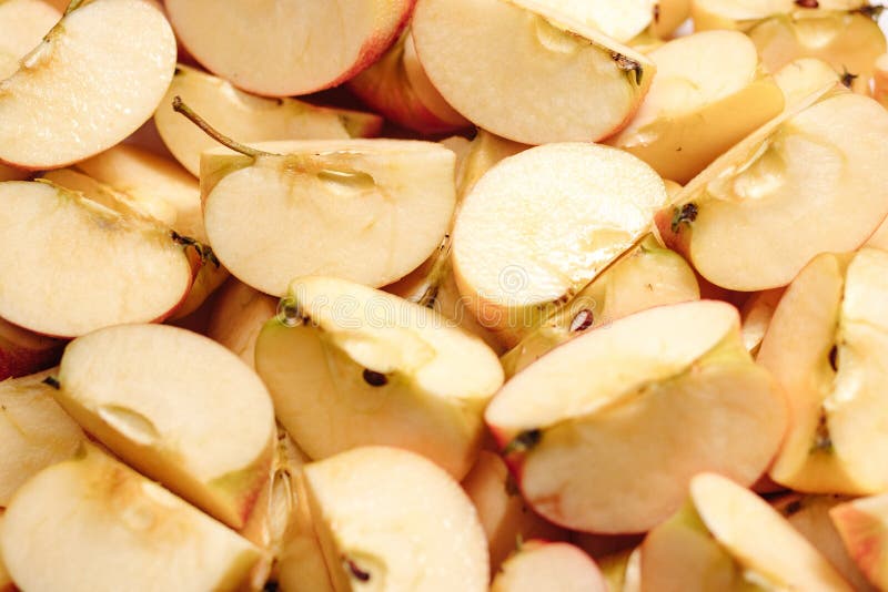 Sliced Apples Fruit. Close-up of Many Slices of Cut Apples Stock Image ...