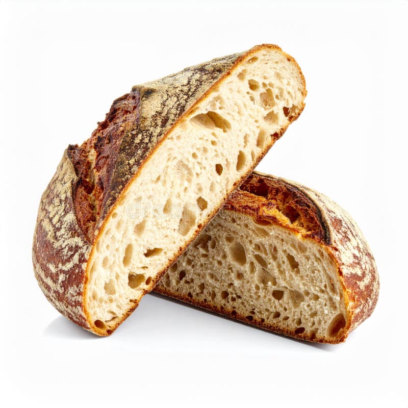 Sliced Artisan Bread Loaf on White Background Stock Illustration ...
