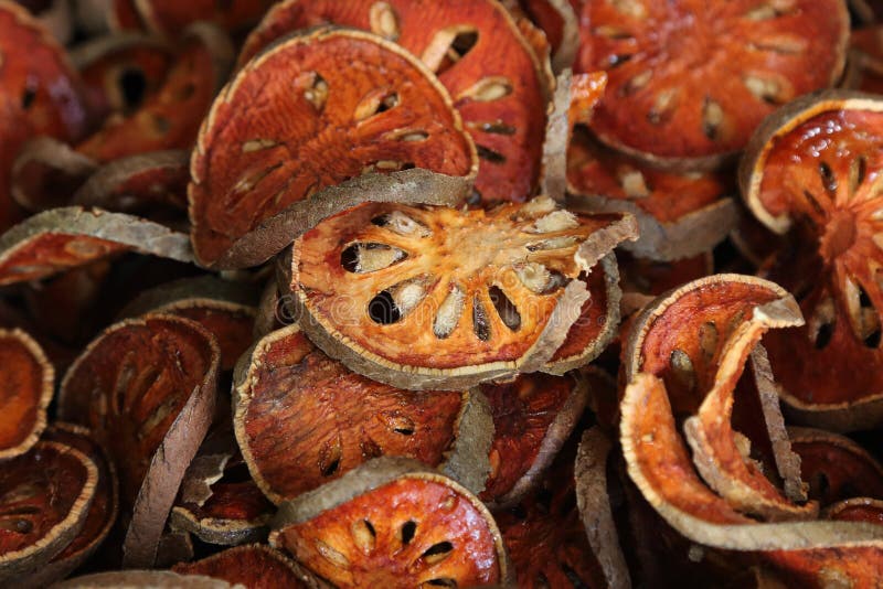 Sliced bael fruit stock photo. Image of sweet, orange - 90625558