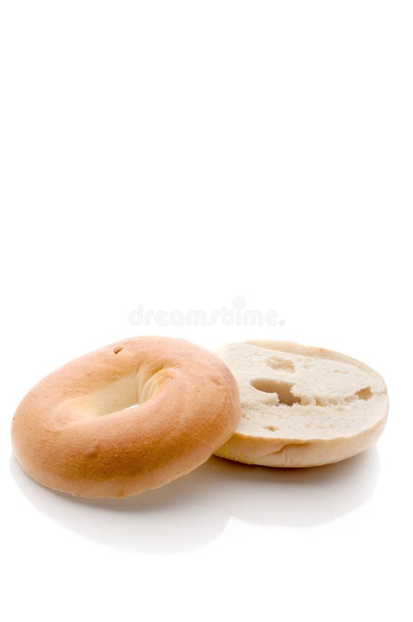 A Sliced Bagel on a White Background Stock Image - Image of edible ...