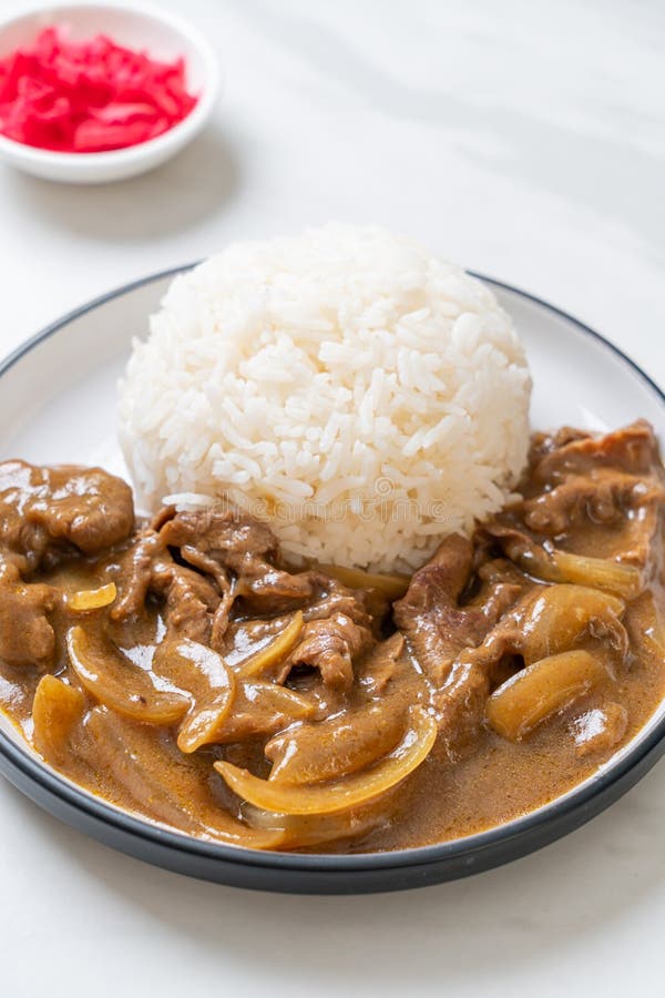 Sliced Beef Curry Rice stock photo. Image of healthy - 164866020