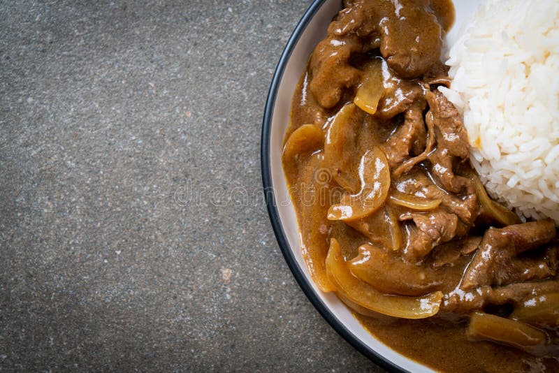 Sliced Beef Curry Rice stock image. Image of food, delicious - 194913159