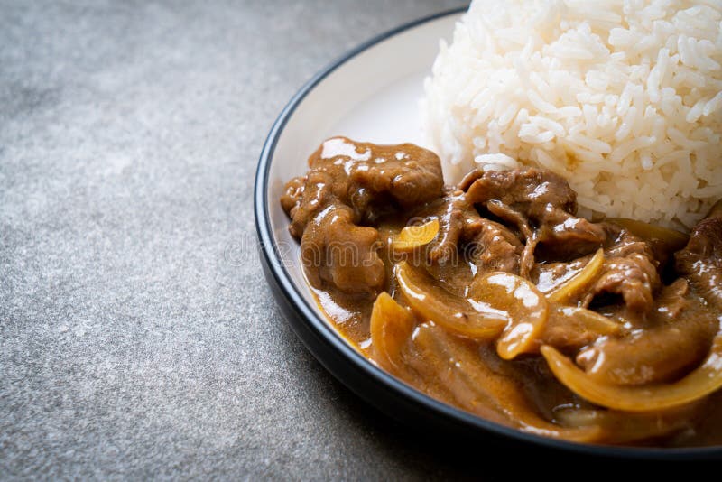 Sliced Beef Curry Rice stock image. Image of curry, beef - 196746157