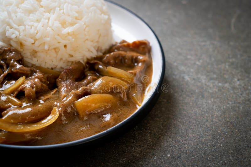 Sliced Beef Curry Rice stock image. Image of golden - 215832369