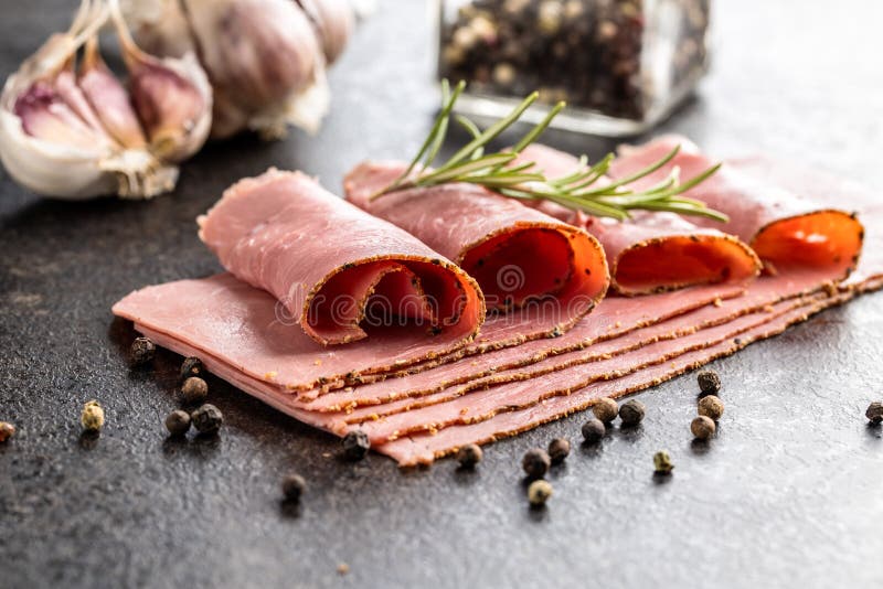 Sliced beef ham stock photo. Image of delicious, organic - 198969592