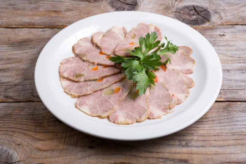 Sliced beef or ham stock image. Image of roasted, cooked - 93206709