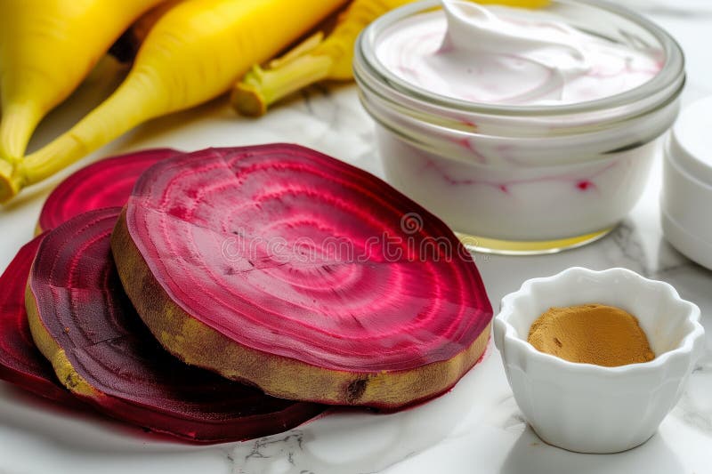 Sliced Beetroot and Cream Mask Ingredients Stock Image - Image of ...