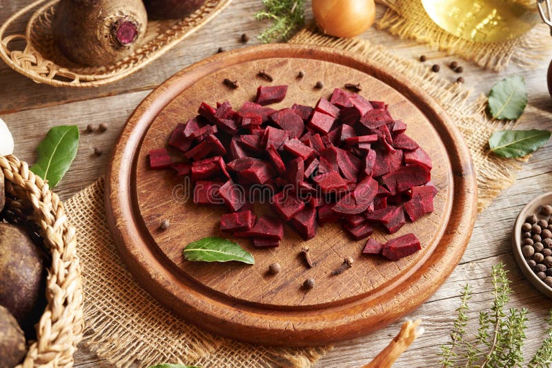 Sliced Beetroot with Spices - Preparation of Fermented Beet Kvass Stock ...