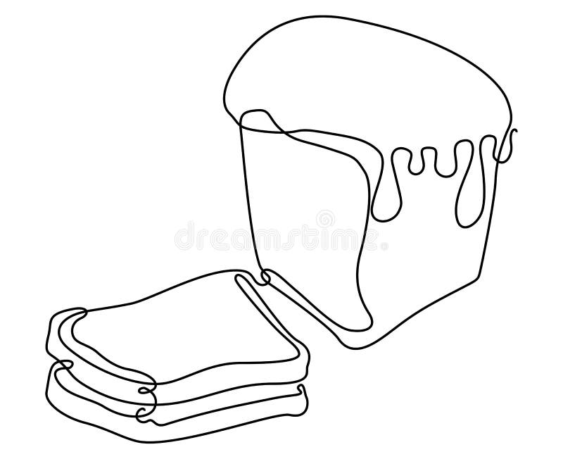 Sliced and Bitten Loaf of Bread. Continuous Line Drawing Stock Vector ...