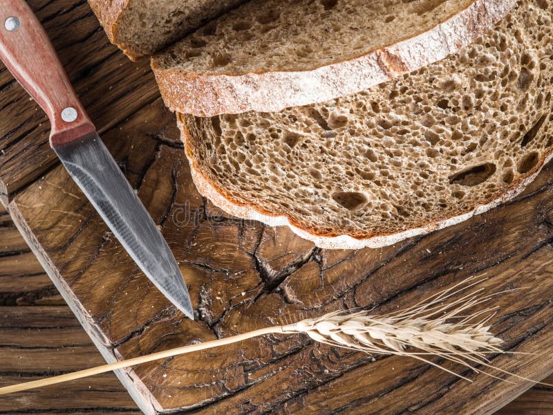 Sliced Black Bread on the Wooden Plank. Stock Image - Image of wheat ...